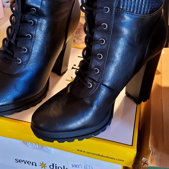 Seven Dials | Shoes | Seven Dials Hugo Black Tall Lace Upper Lug Combat ...
